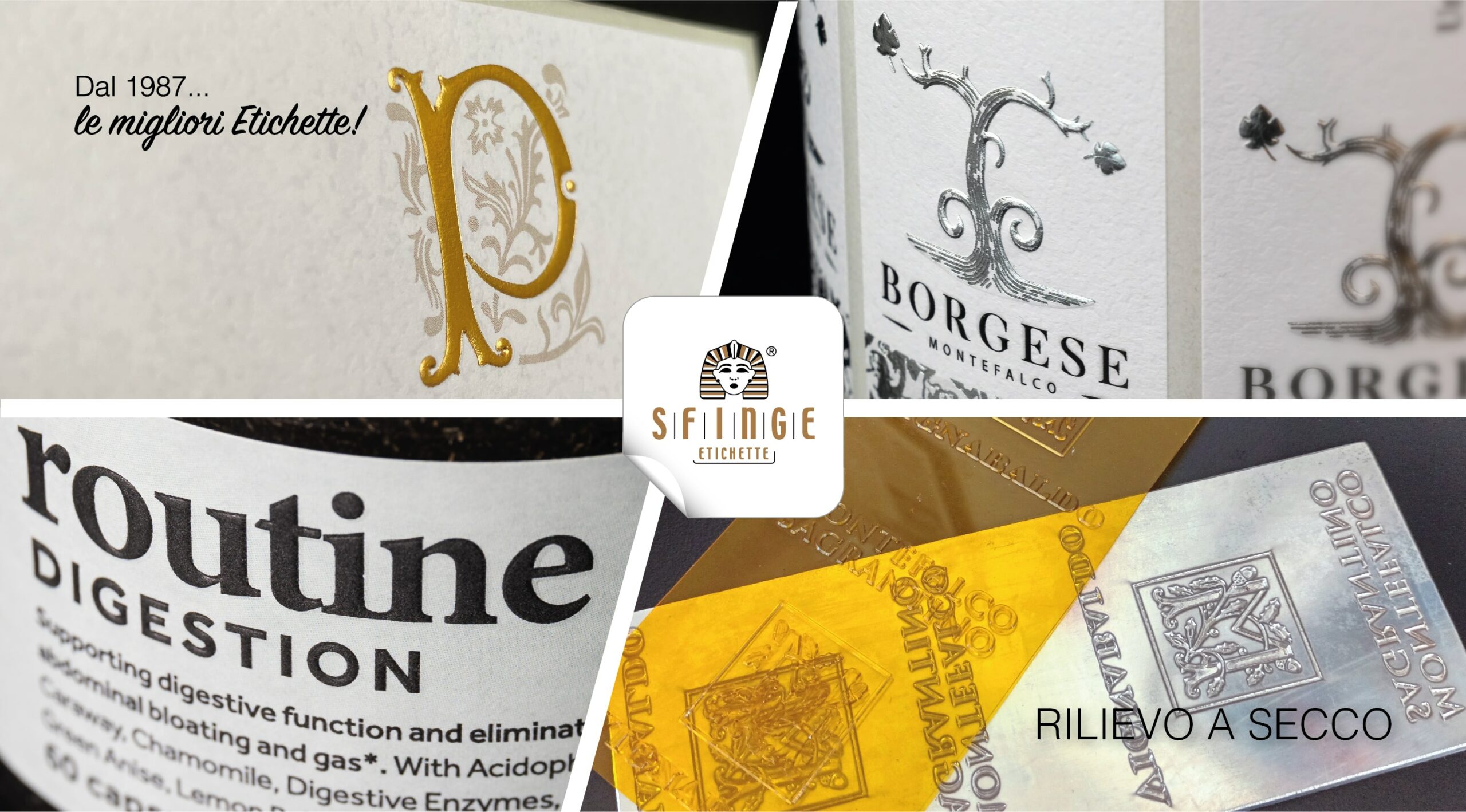 Etichette adesive con rilievo a secco - Sfinge Etichette